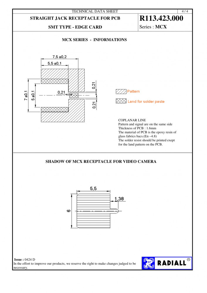 Radiall R113.423.000 technical document, page 4
