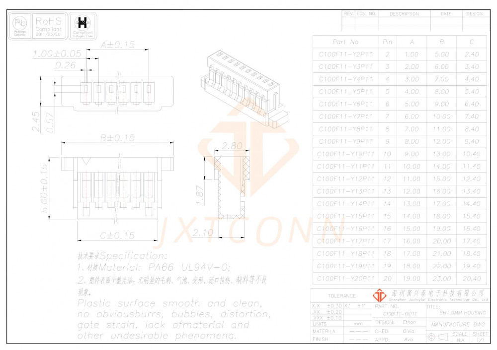 C100F11-Y4P11 technical drawing page