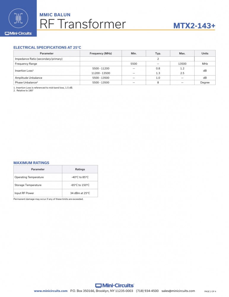 MTX2-143+ datasheet page 2