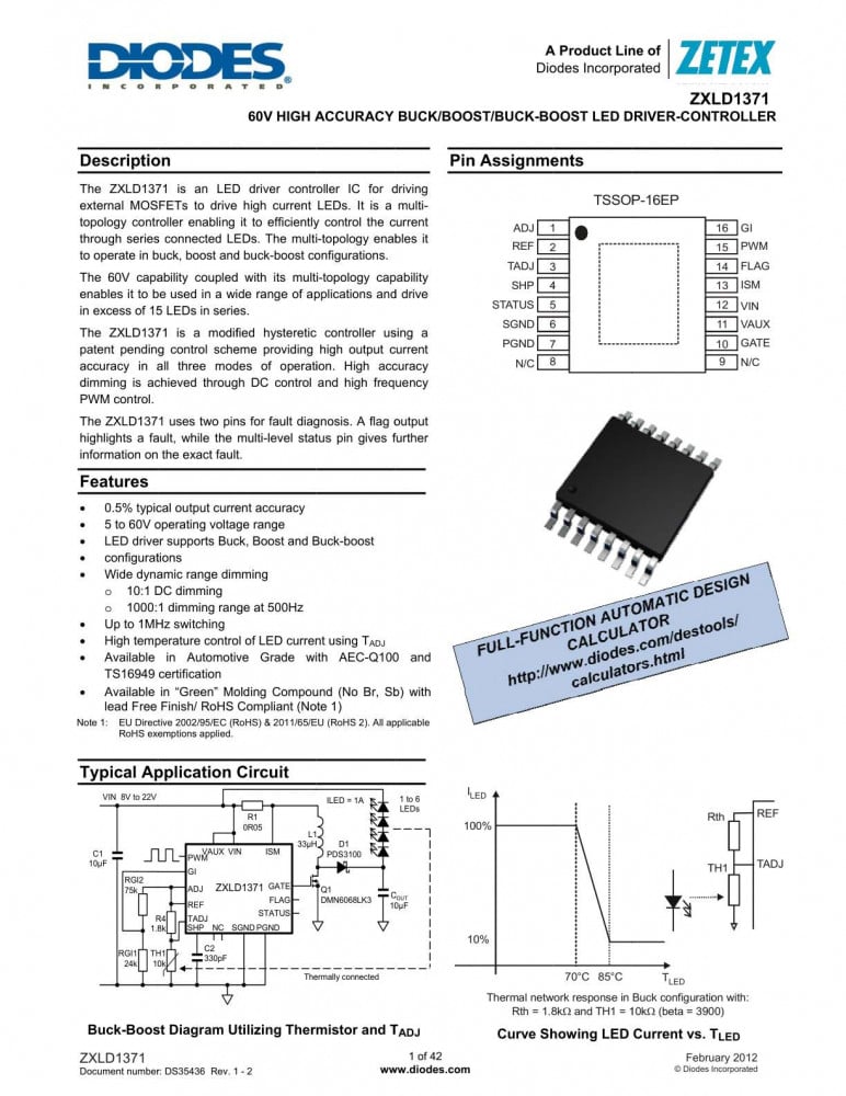 ZXLD1371EV4 datasheet page 1