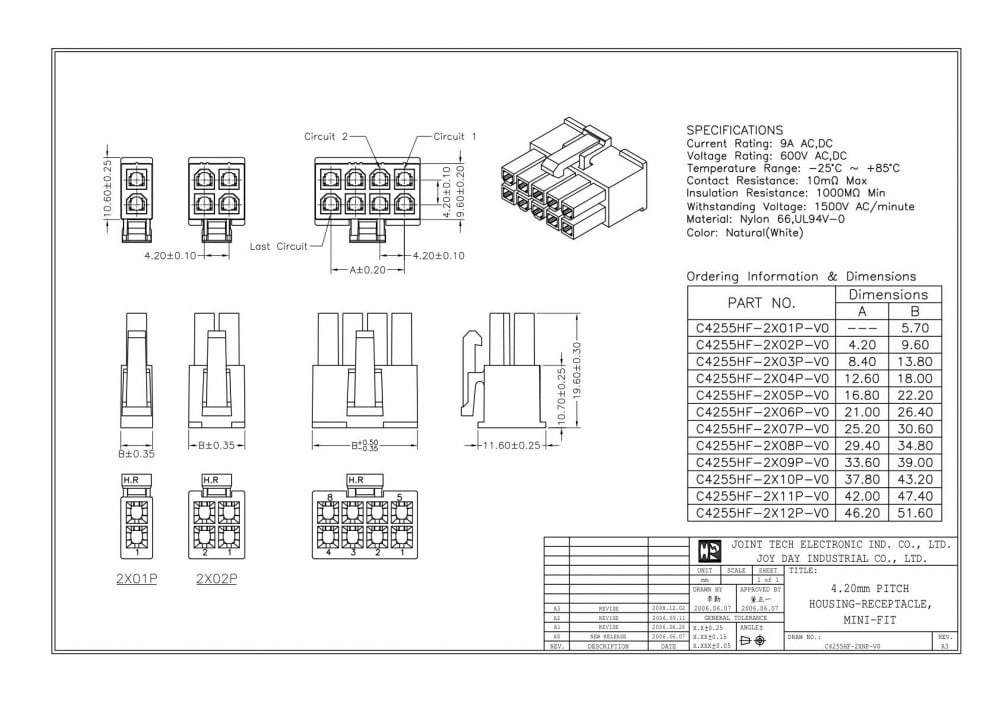 Joint Tech Elec C4255HF-2X02P-V0 technical drawing
