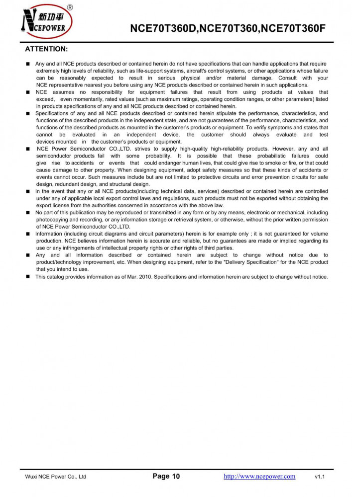 NCE70T360F datasheet page 10