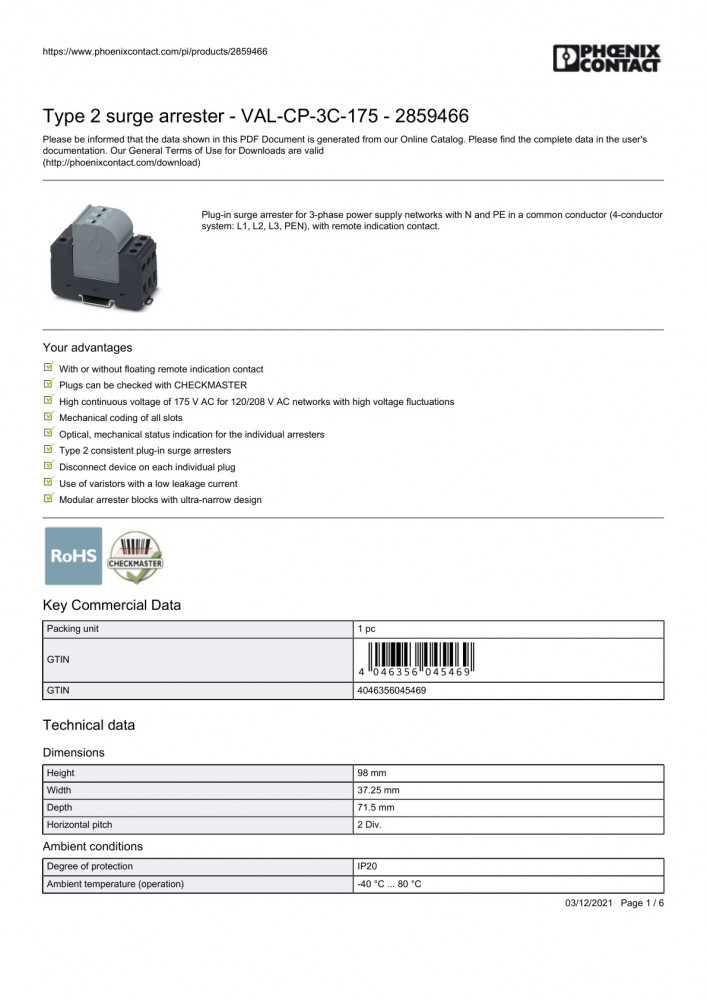 VAL-CP-3C-175 technical document page 1