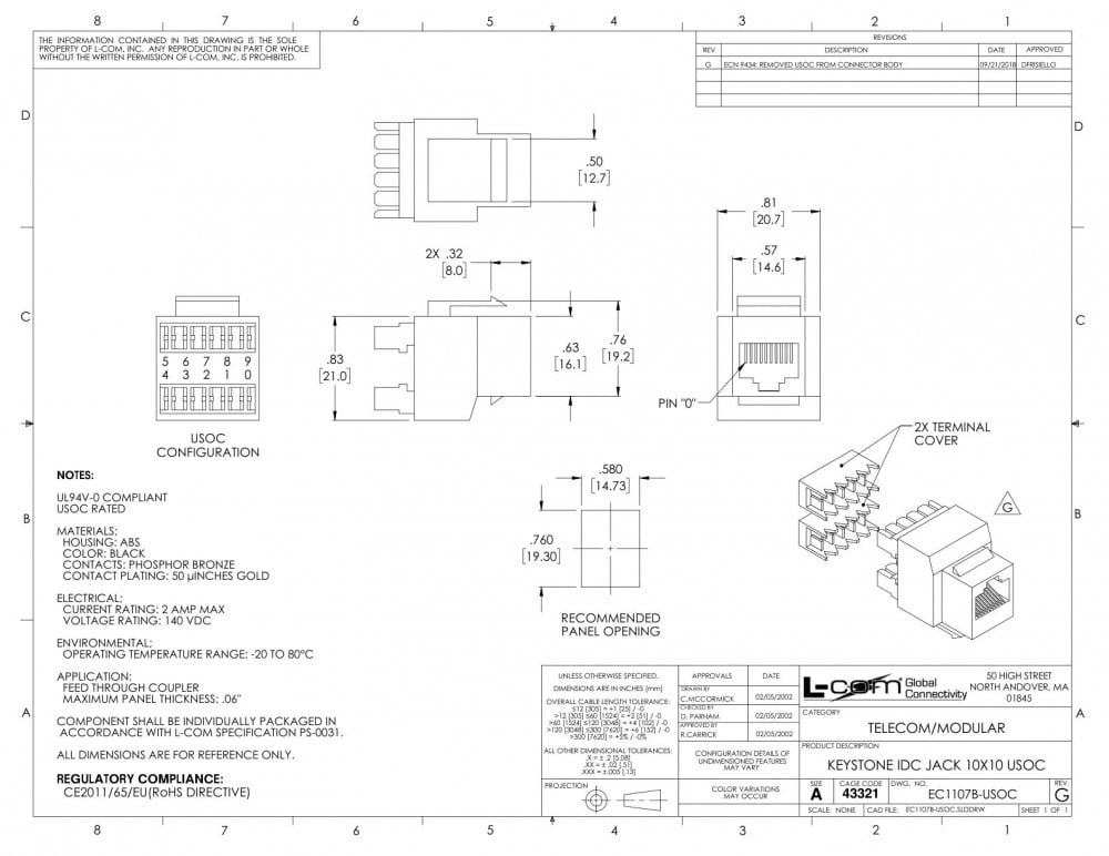 L-com EC1107B-USOC product drawing