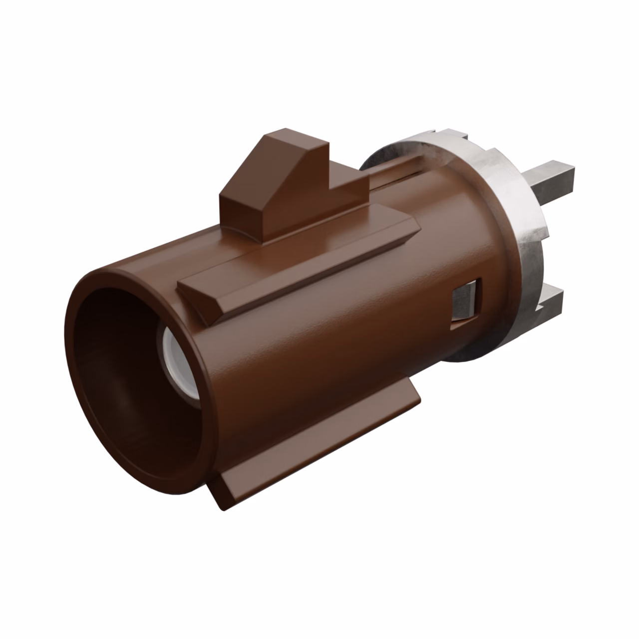 FAKRA Jack, Straight, PCB Receptacle, Through Hole, Keying Code F, Brass Body, Tin (Sn) Plated, Brown, 50 Ohms for sale