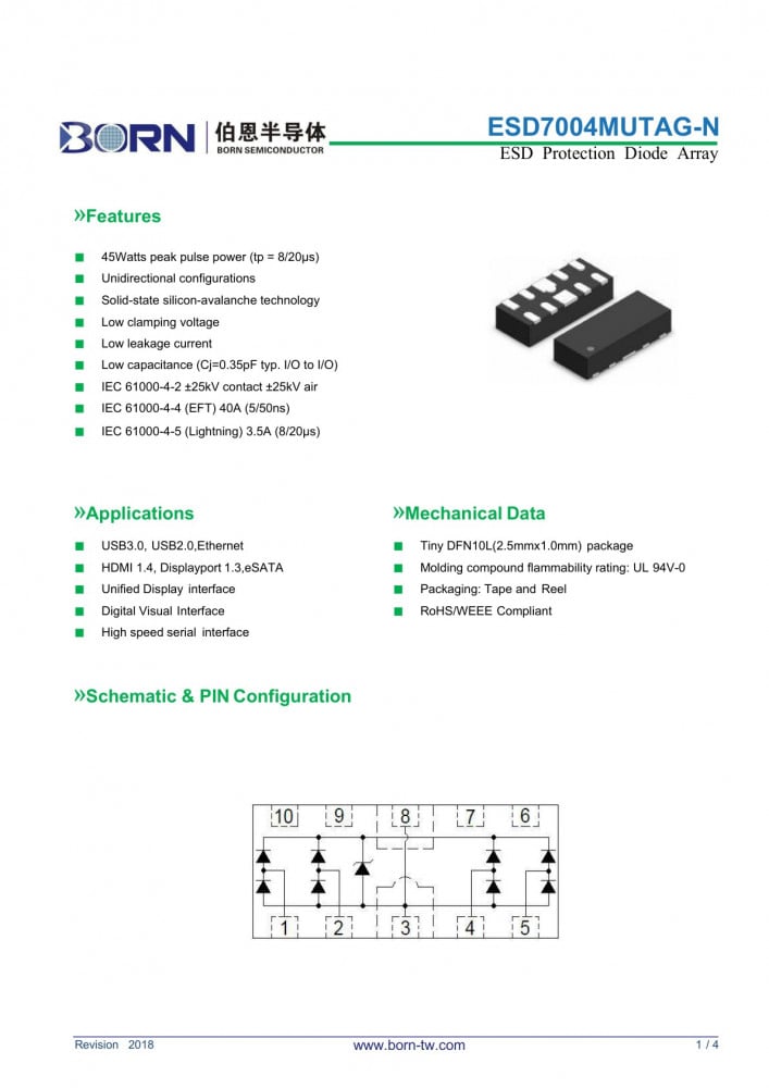 ESD7004MUTAG-N datasheet page 1
