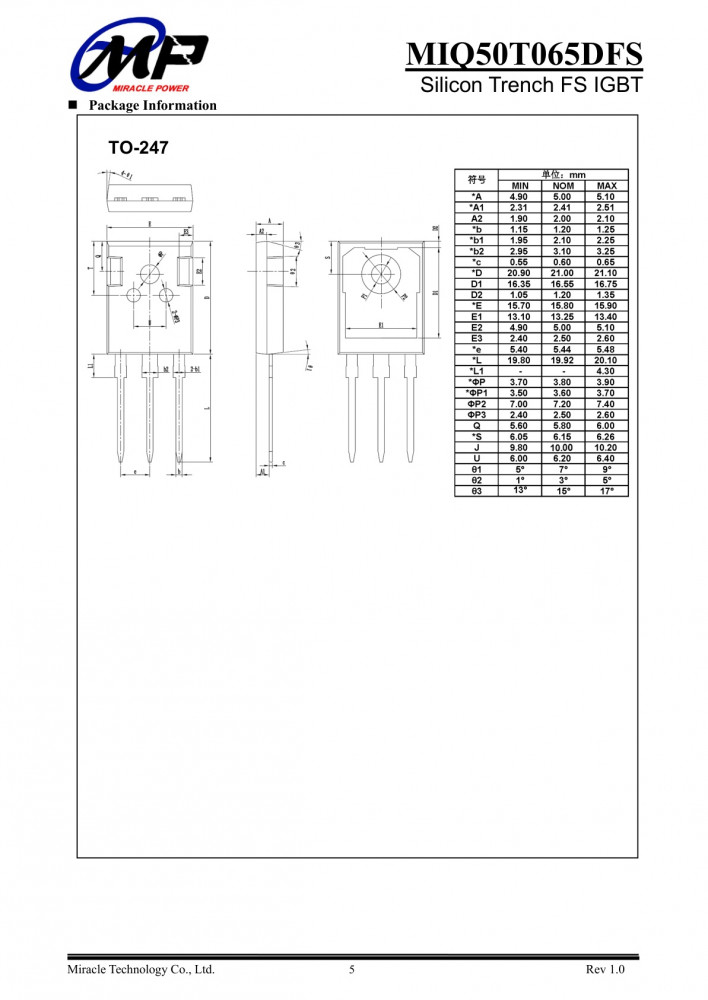 MIQ50T065DFS datasheet page 5
