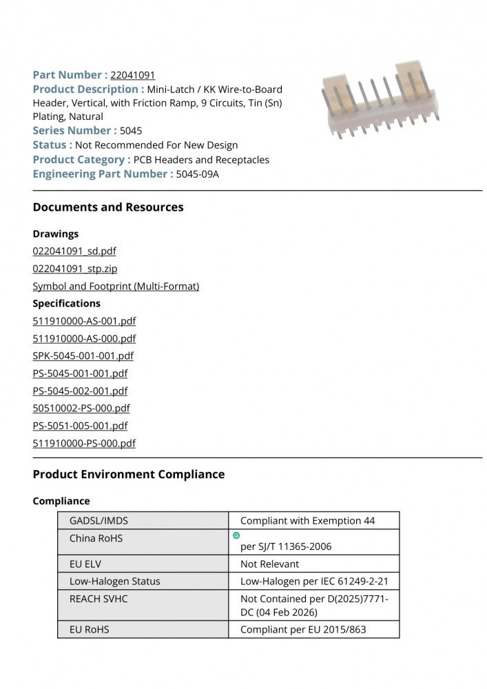 MOLEX 22041091 product document image 1