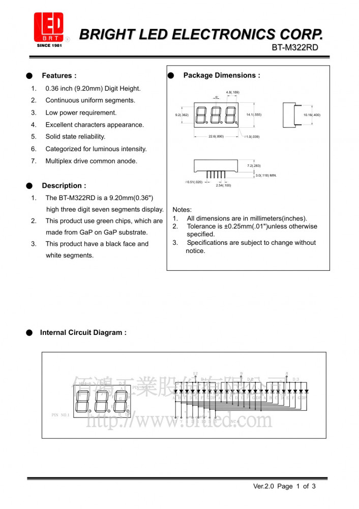 BT-M322RD technical document page 1