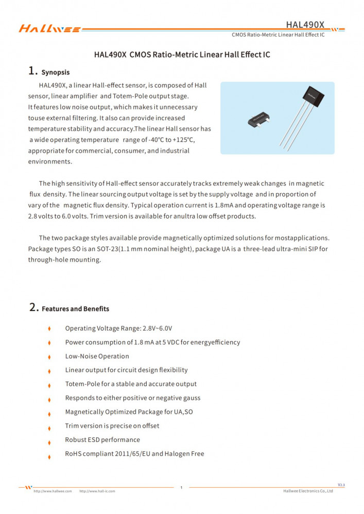 HAL490X datasheet page 1