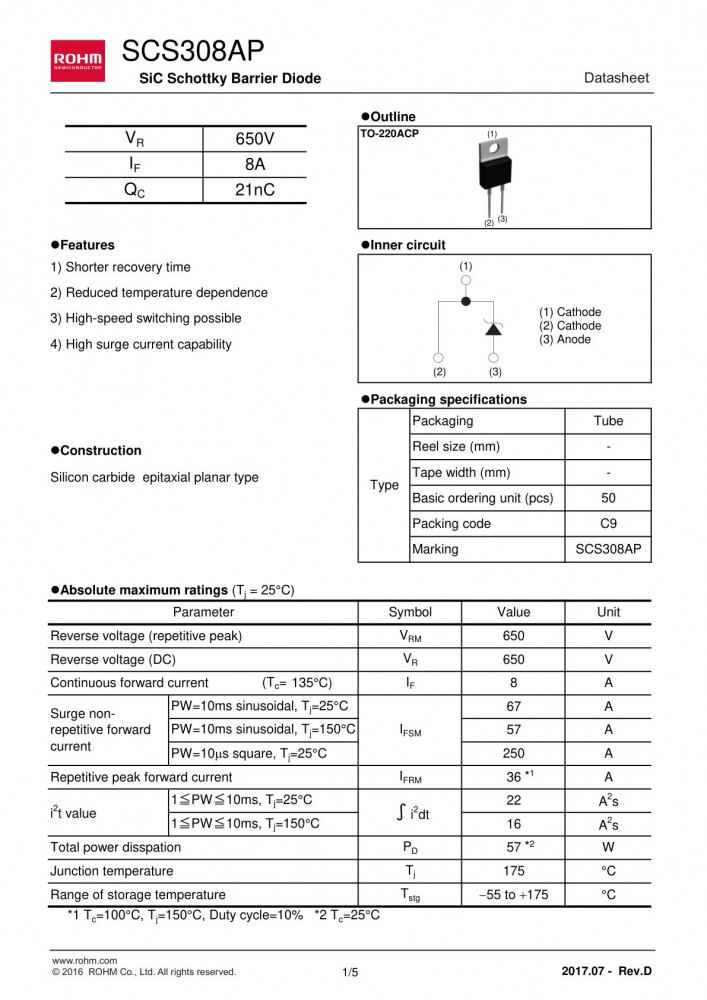 SCS308APC9 datasheet page 1