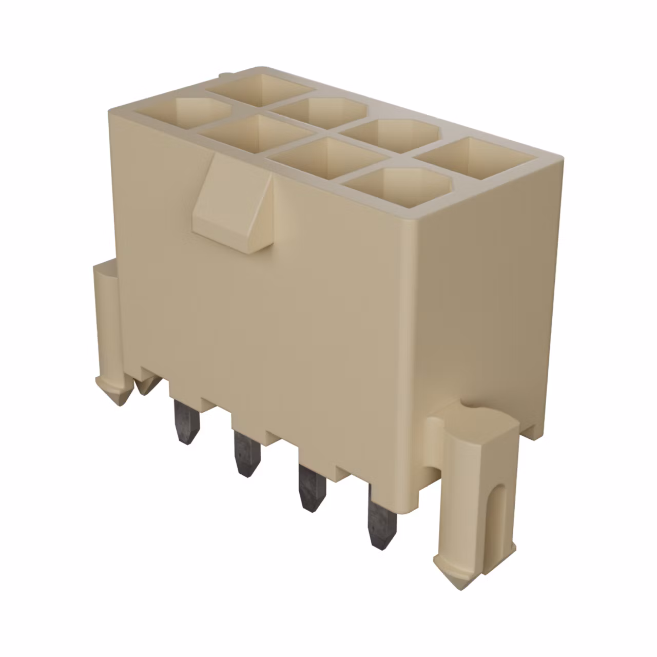 Mini-Fit HCS Header, 4.20mm Pitch, Dual Row, Vertical, with Snap-in Plastic Peg PCB Lock, 8 Circuits, Nylon 6/6 94V-2, Matte Tin (Sn) Plating, with Drain Holes for sale