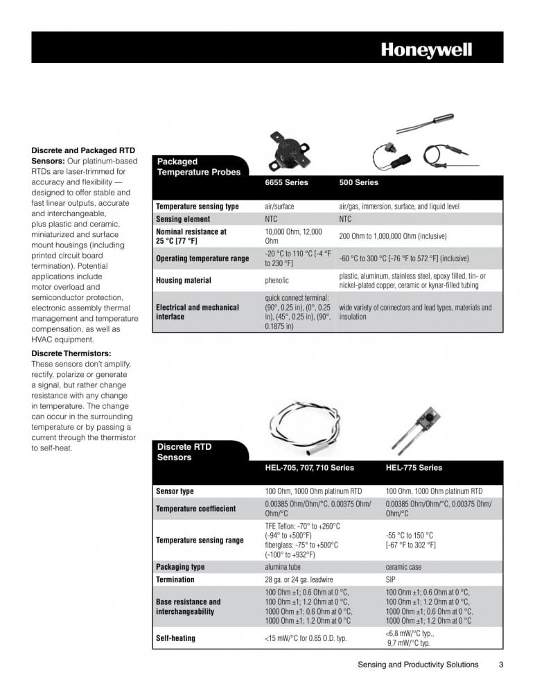Honeywell temperature sensor guide page 3