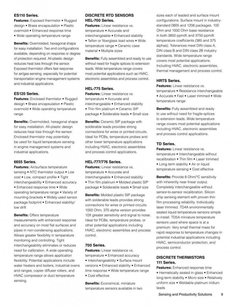 Honeywell temperature sensor guide page 9