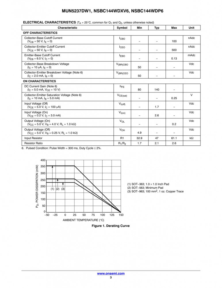 MUN5237DW1T1G datasheet page 3