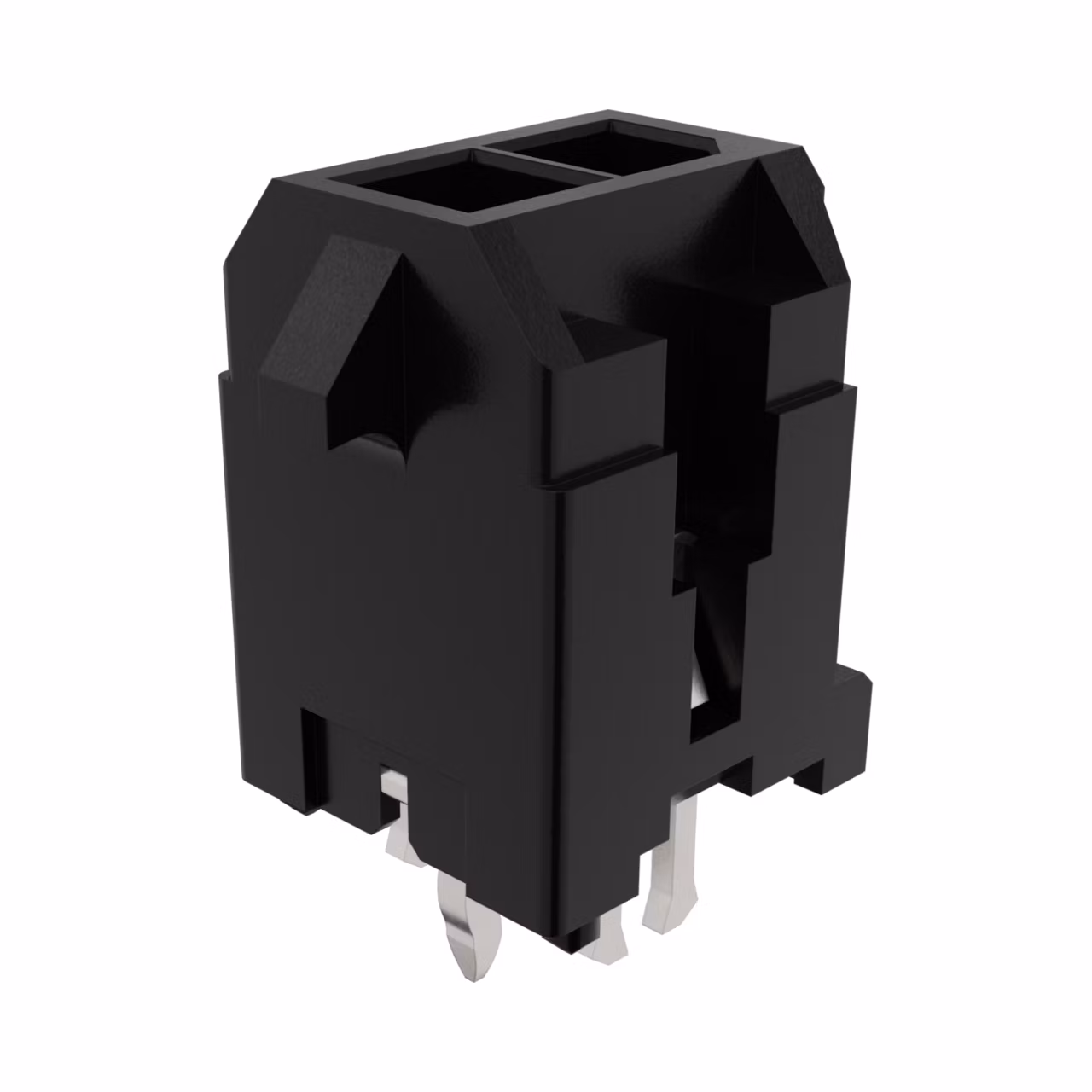Micro-Fit 3.0 Vertical Header, 3.00mm Pitch, Dual Row, 2 Circuits, with PCB Press-fit Metal Retention Clip, 0.76µm Gold Plating, Glow-Wire Capable, Black, Tape and Reel, No Cap for sale