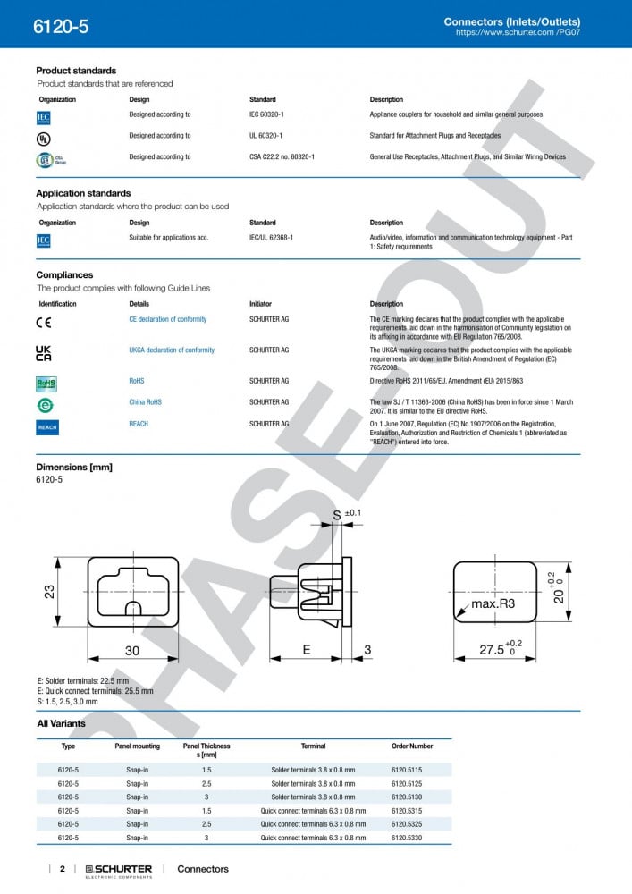 SCHURTER 6120.5315 datasheet page 2