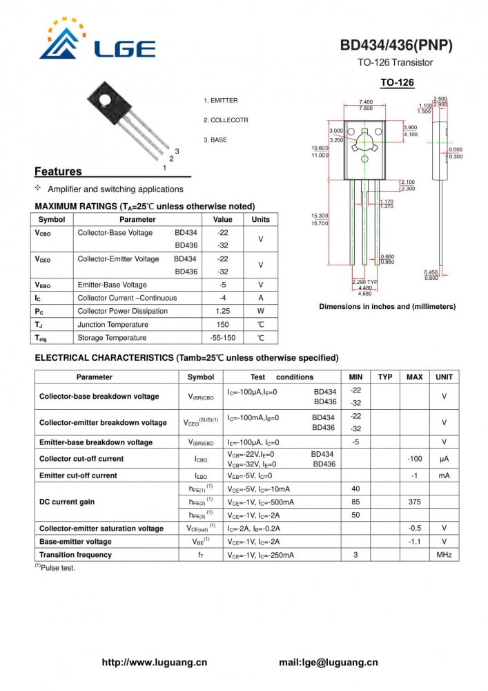 LGE BD434 datasheet page 1