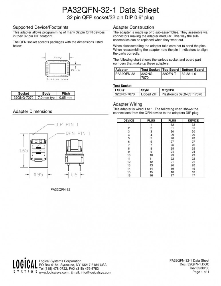 PA32QFN-32 adapter documentation image