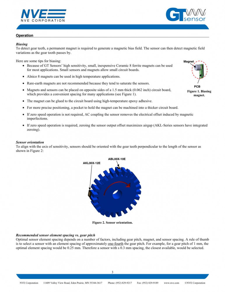 NVE gear-tooth sensor datasheet page 3