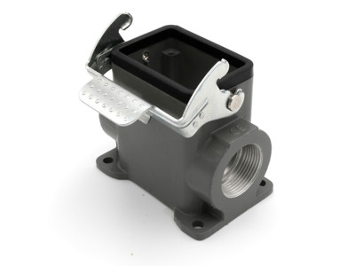 Heavy-Duty Standard (STD) Double Lever Surface Mount Housing, Die-cast Aluminum, with 2 Levers, with Gasket, Size 16B «77x27», Pg29x2 Thread, High Construction, Grey