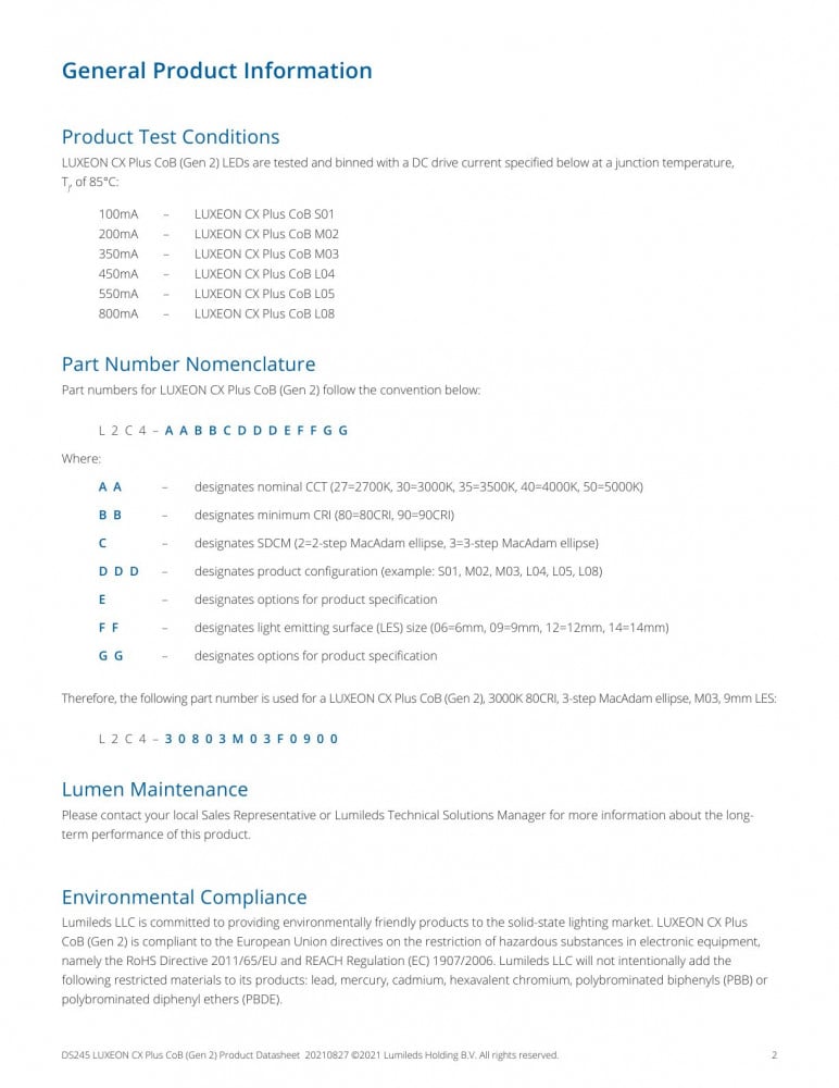 Lumileds LUXEON CX Plus CoB datasheet page 3
