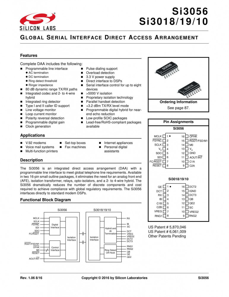 SI3010 technical document page 1