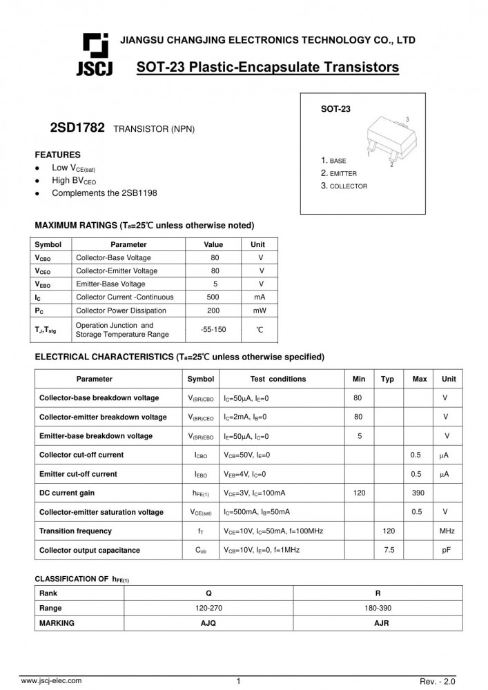 2SD1782 datasheet page 1