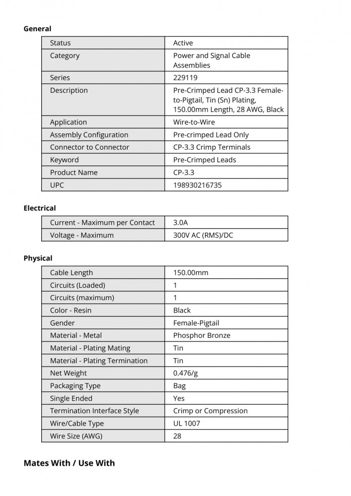 Technical document page 2 for product 2291191122