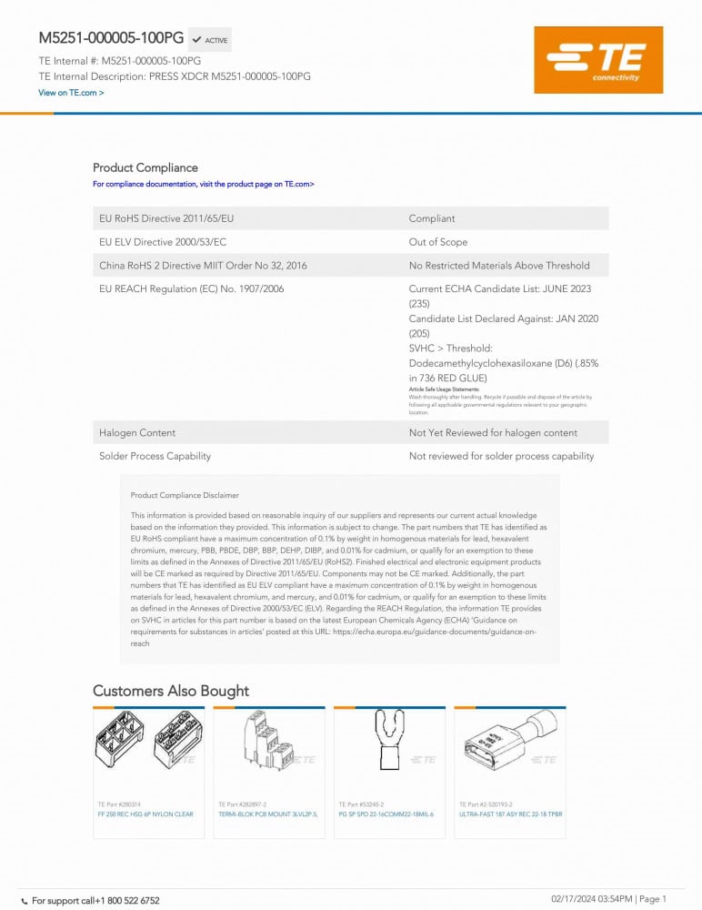 M5251-000005-100PG technical document page 1