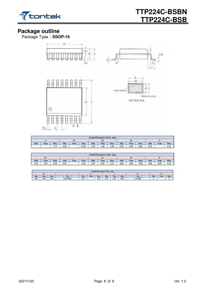 TTP224C-BSBN datasheet page 8