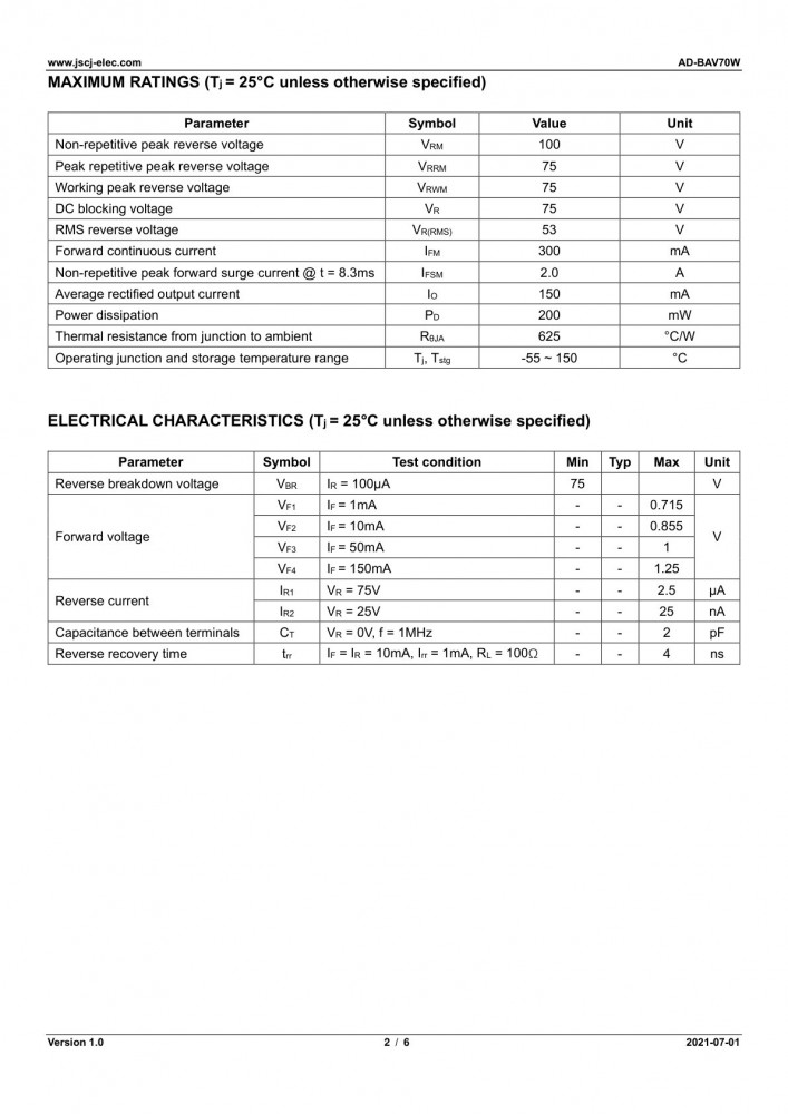 AD-BAV70W datasheet page 2