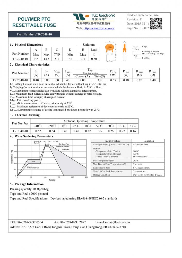 TRC040-10 datasheet page 1