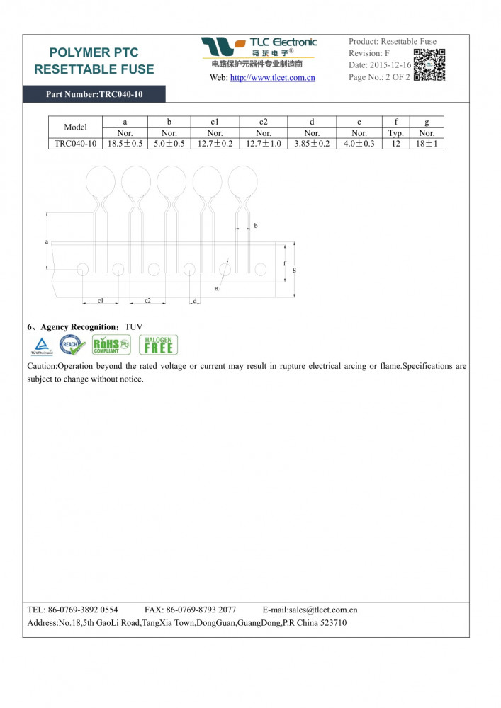 TRC040-10 datasheet page 2