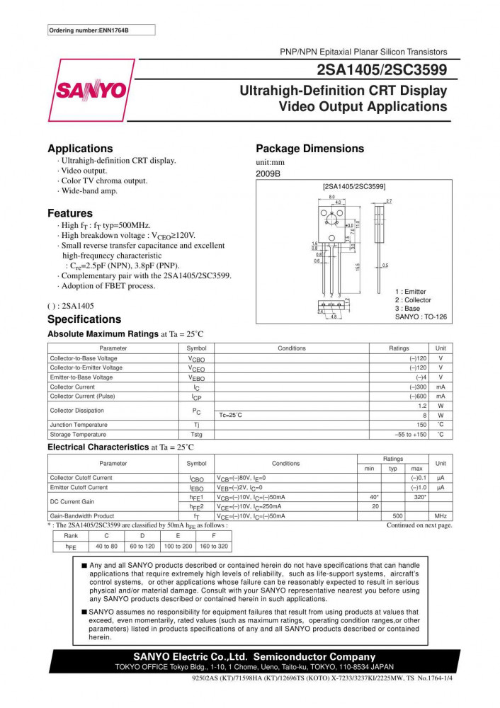 2SC3599E datasheet page 1