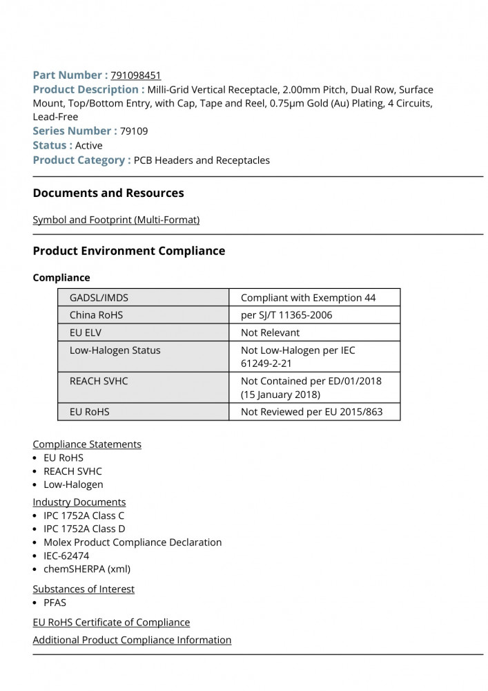 Technical document image 1 for MOLEX 791098451