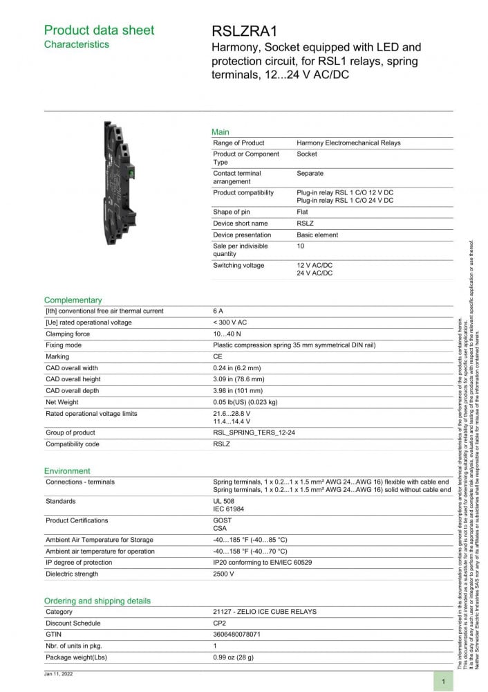 RSLZRA1 technical document page 1
