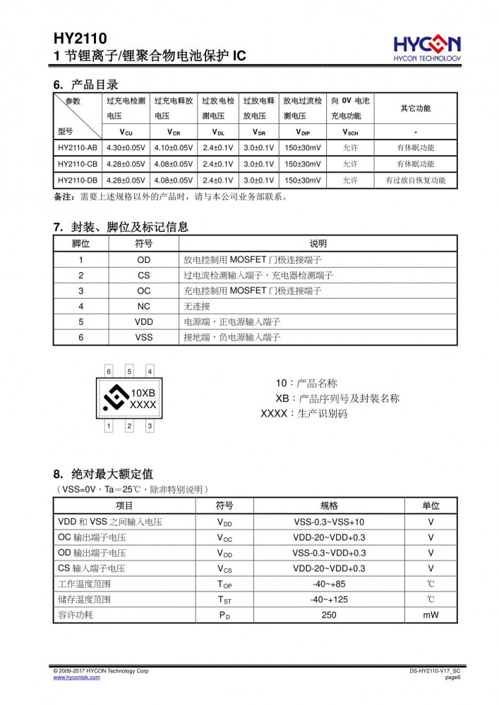 HYCON datasheet page 6
