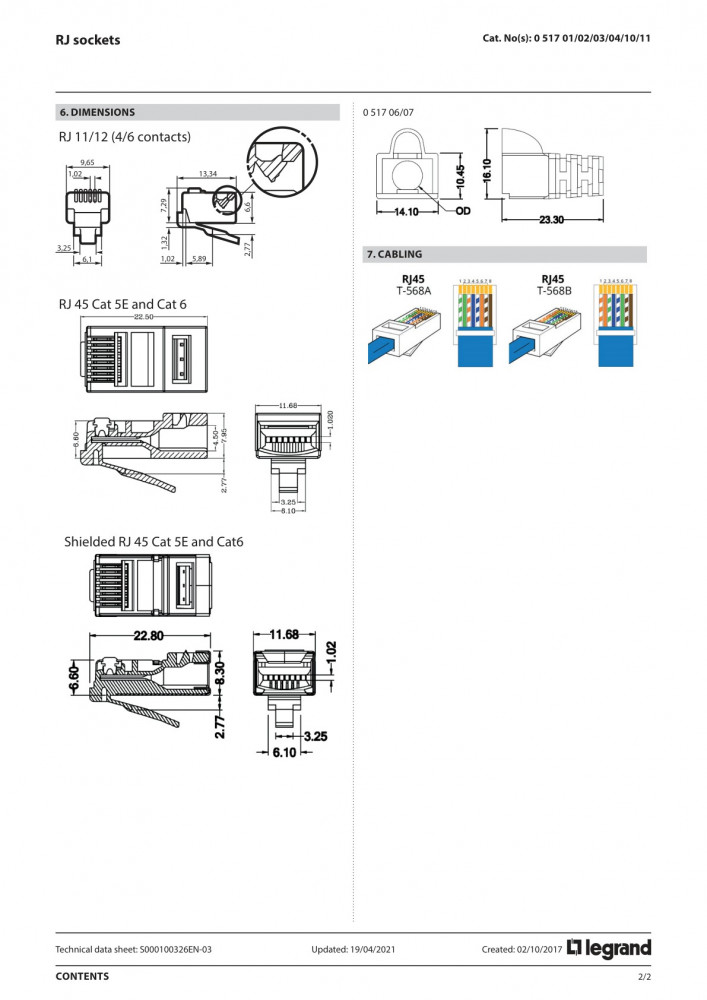 Legrand RJ plug technical document, page 2