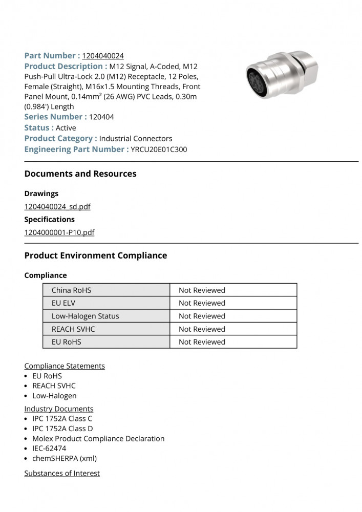 Molex product specification page image 1