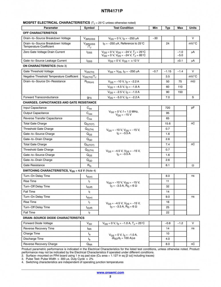 NTR4171P datasheet page 2