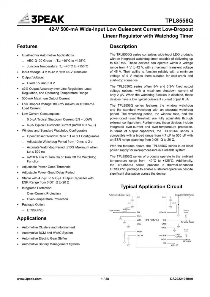 TPL855650Q-TSCR-S datasheet page 1