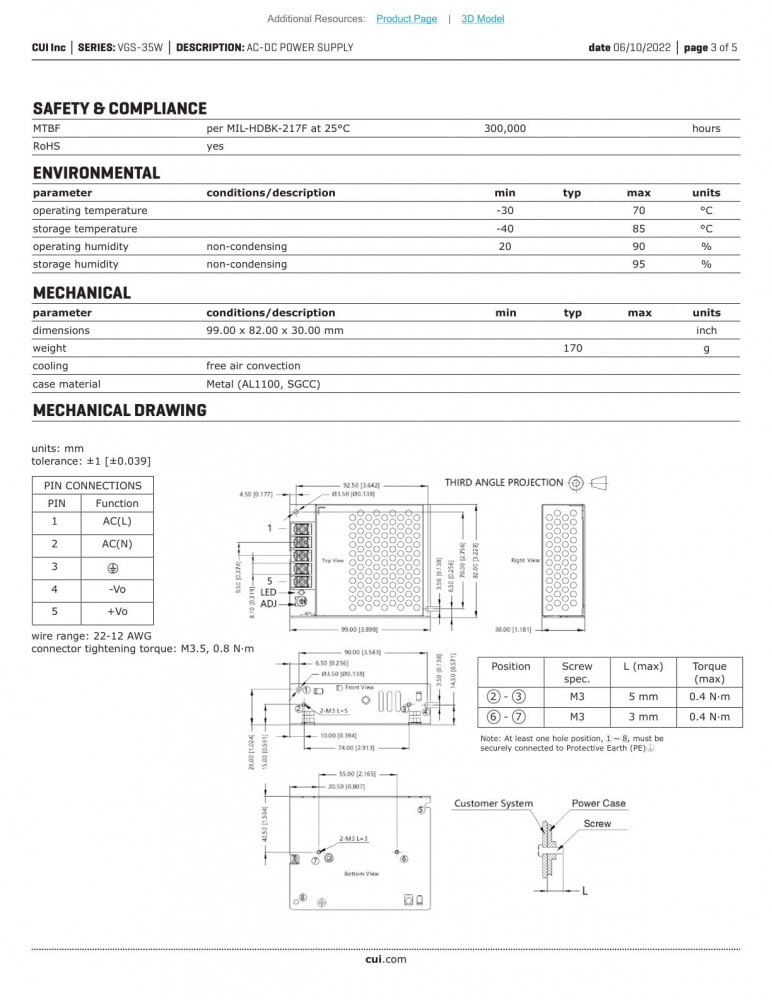 CUI VGS-35W series datasheet page 3