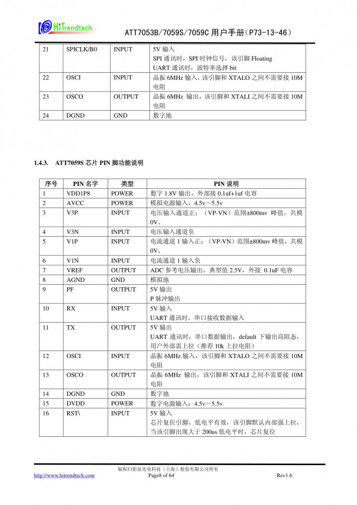 ATT7059S user manual page 8