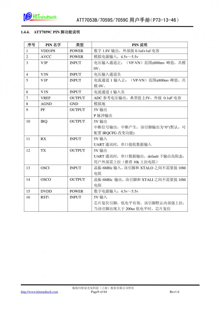 ATT7059S user manual page 9