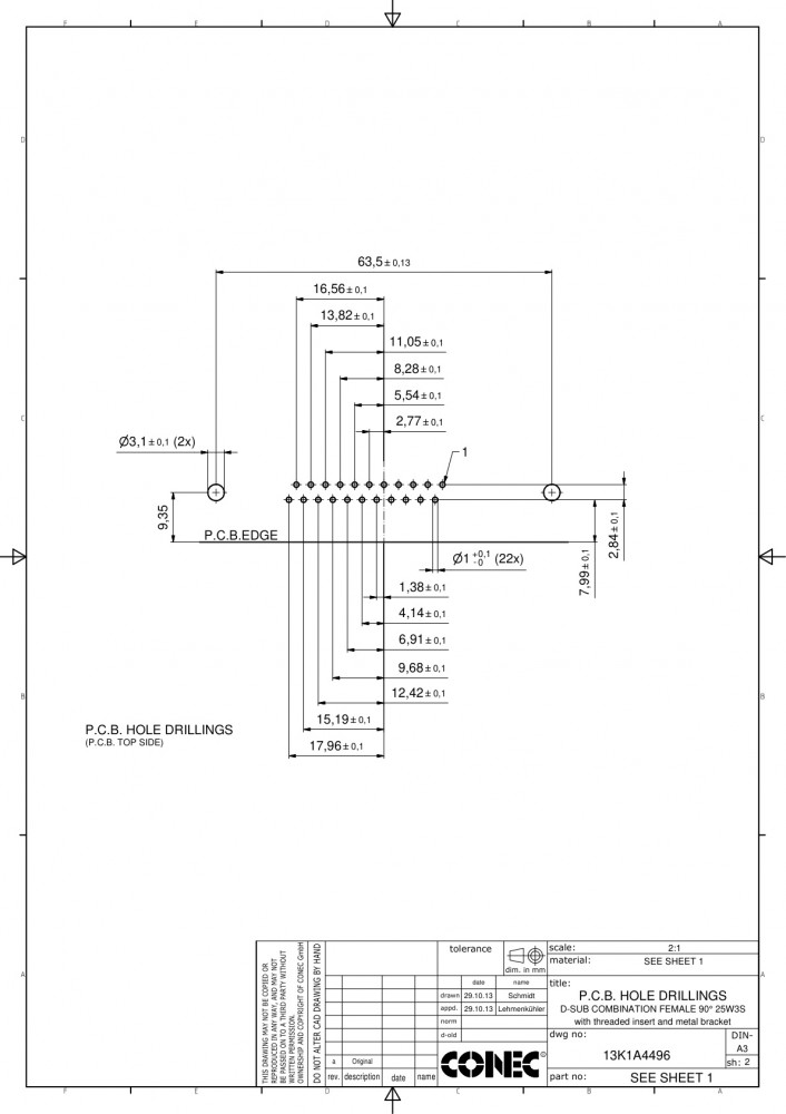 CONEC 3025W3SAT99N20X PCB drilling drawing, sheet 2