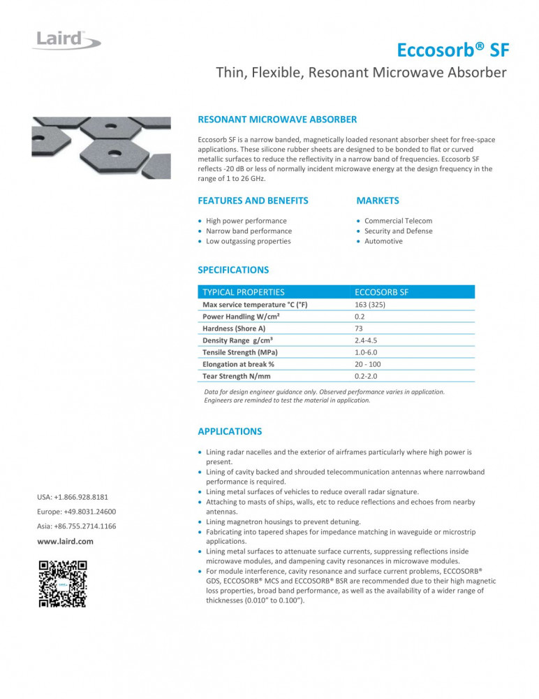 Laird ECCOSORB SF technical document page 1