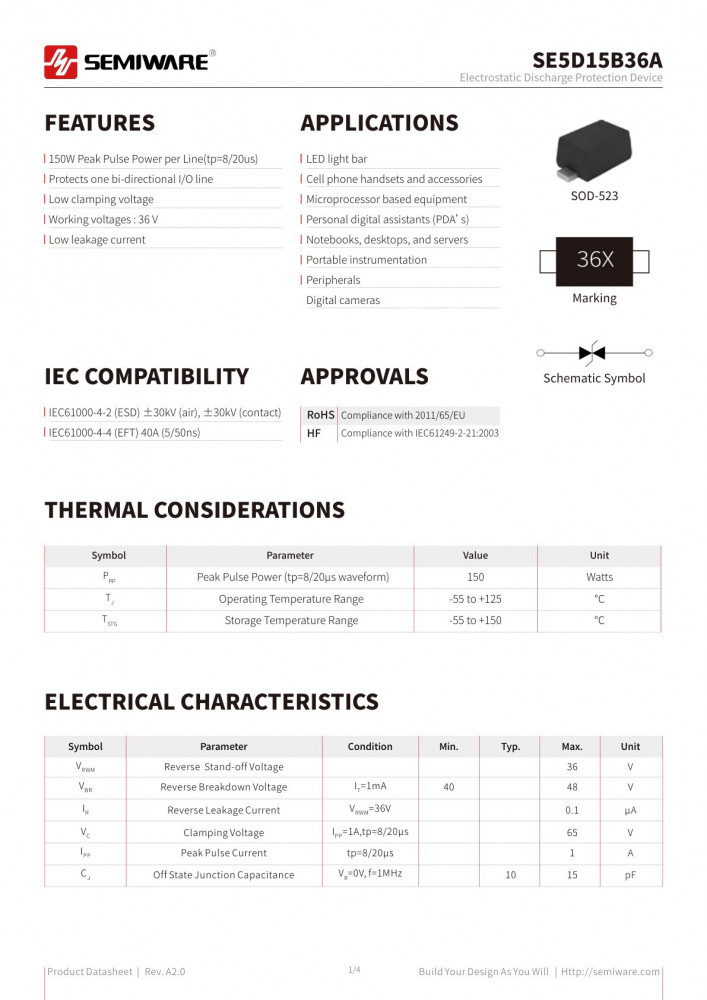 SE5D15B36A technical document page 1