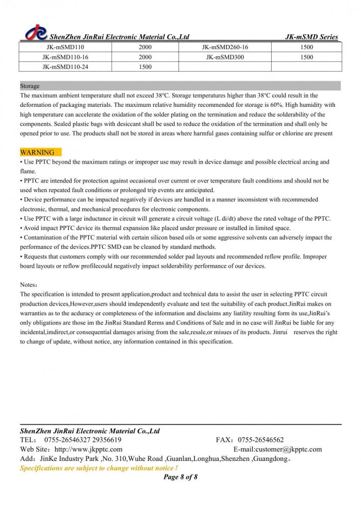 JK-mSMD series datasheet page 8