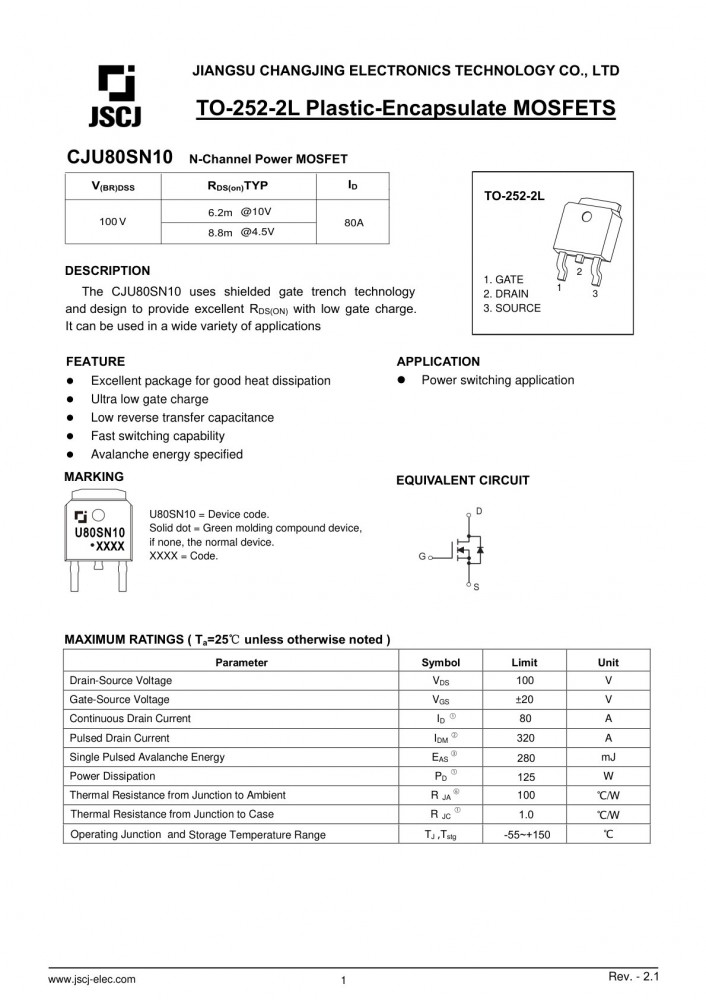 CJU80SN10 datasheet page 1